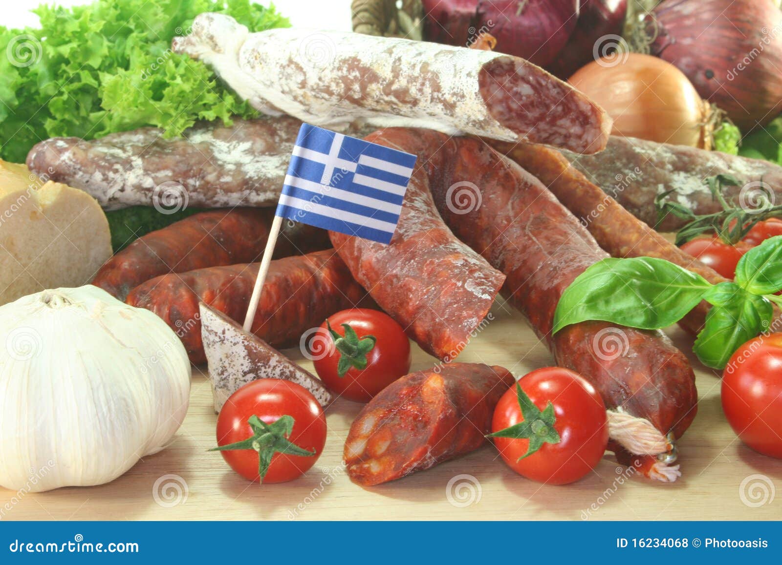 Greek salami stock photo. Image of sausage, garlic, delicious - 16234068