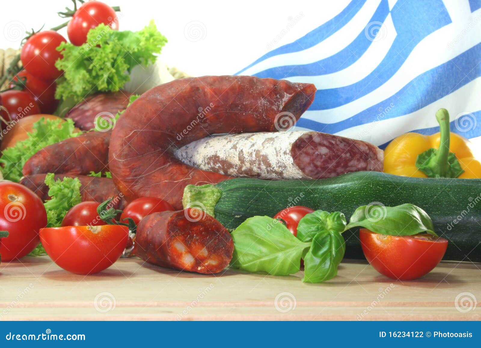 Greek salami stock photo. Image of garlic, dried, basil - 16234122