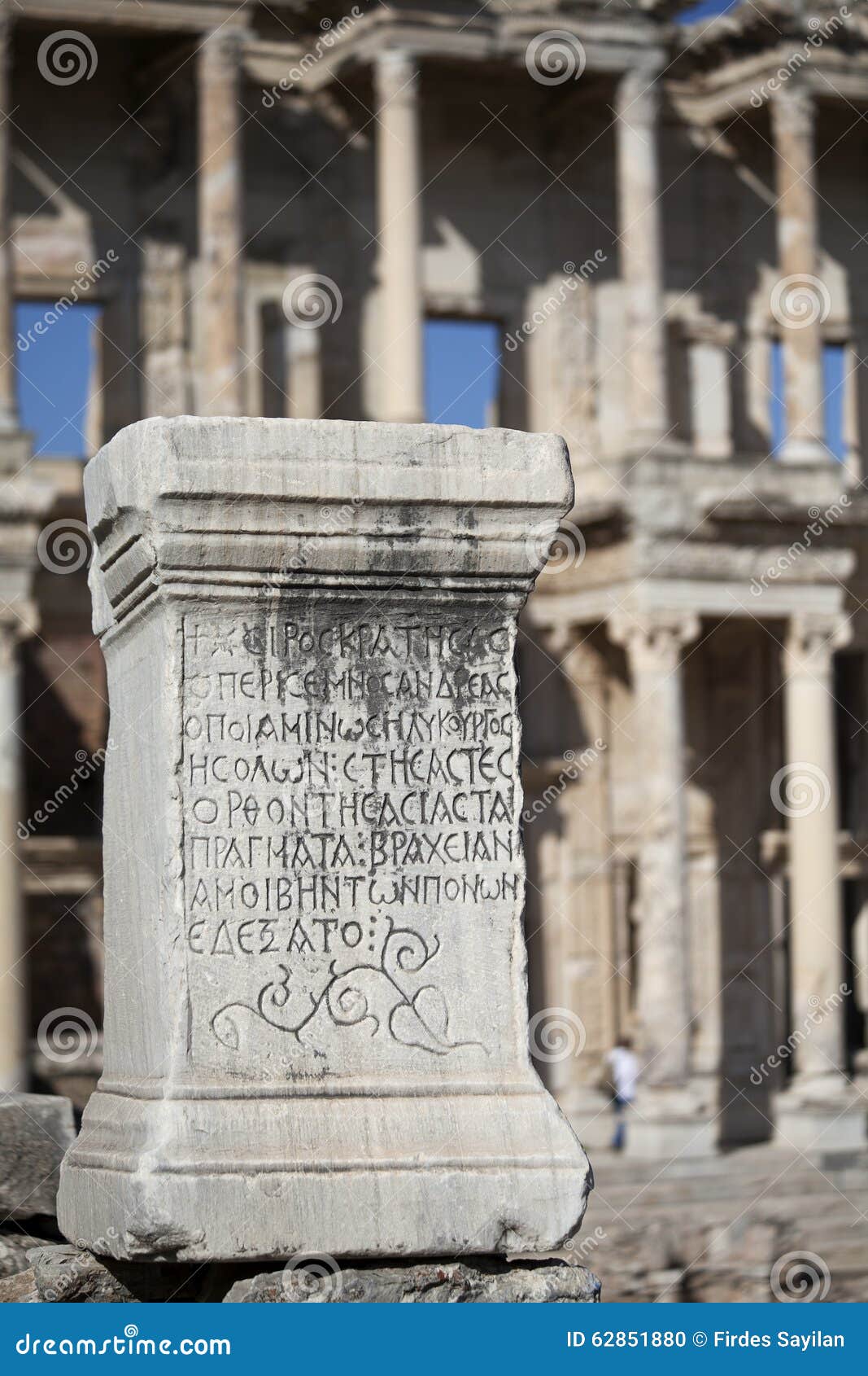 Greek Script Ancient Letters on a Rock in Ephesus Stock Photo - Image ...
