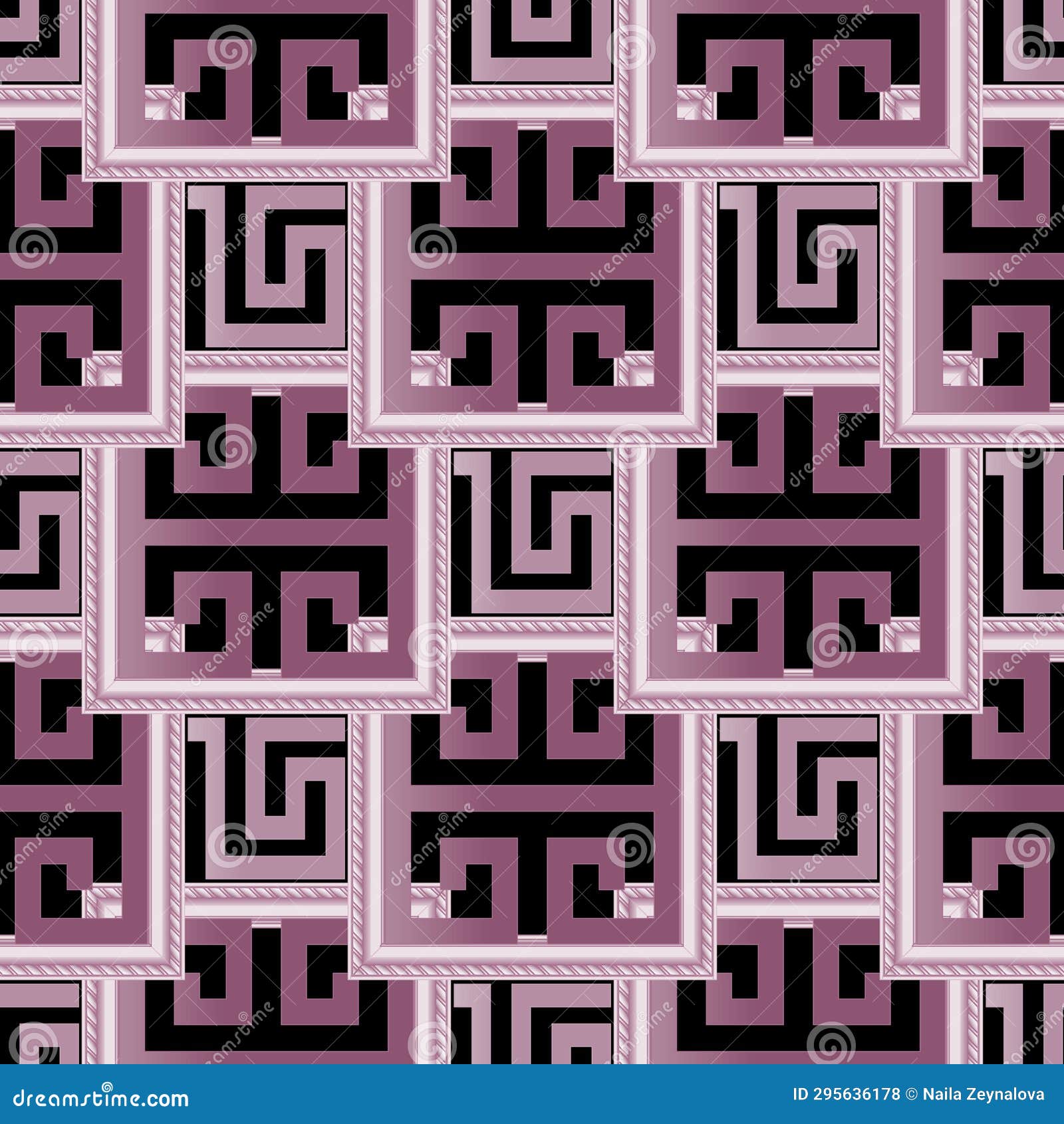 Greek Square Frames Tiled 3d Seamless Pattern with Elegant Ornaments ...