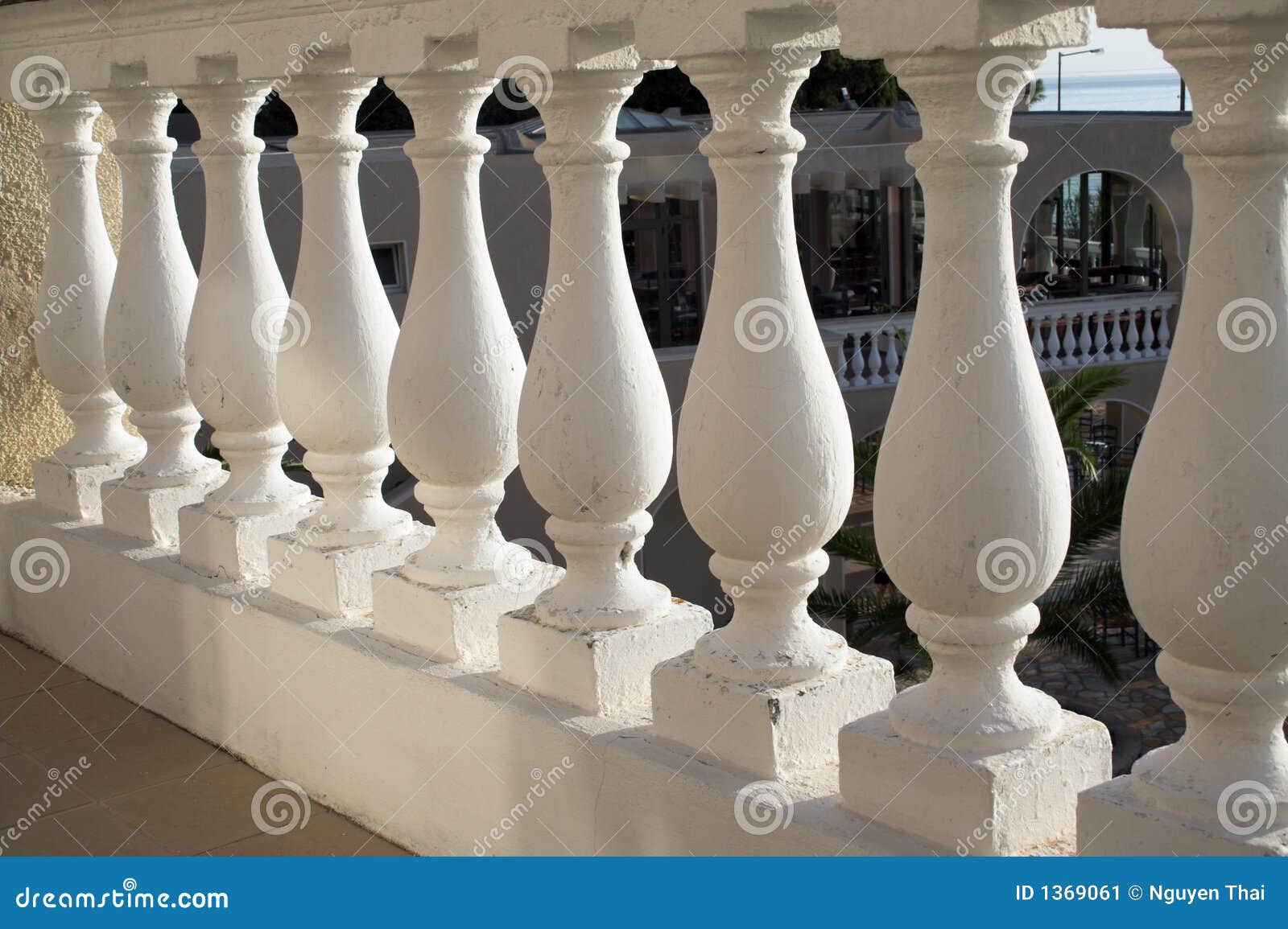 Greek style balustrade stock image. Image of seaside, hotel - 1369061