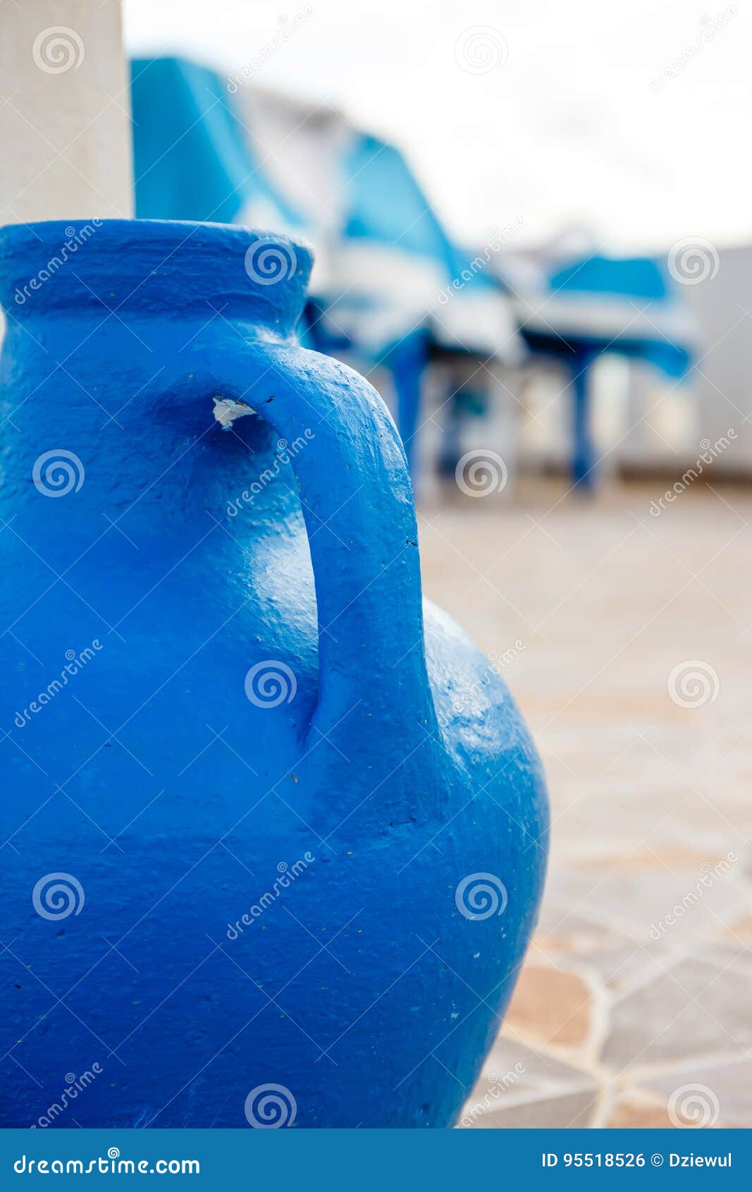 Greek Style Ceramic Blue Vase Stock Photo - Image of antique, food ...