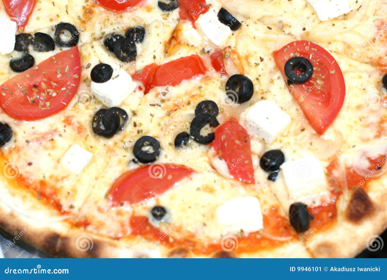 Greek style pizza stock image. Image of mozzarella, tomato - 9946101