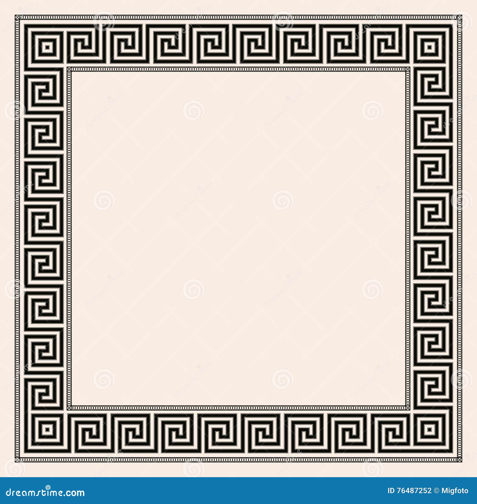 Greek Style Seamless Ornament with Corner Element. Black Pattern on a ...