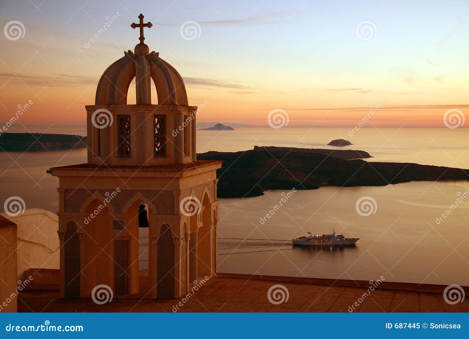 Greek Sunset stock image. Image of sunset, bell, cruise - 687445