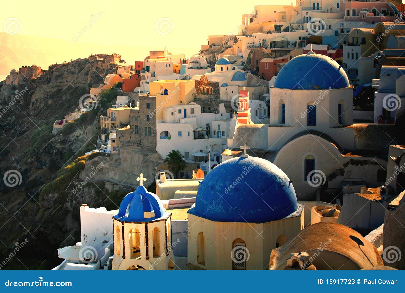 Greek sunset on Santorini stock image. Image of sunset - 15917723