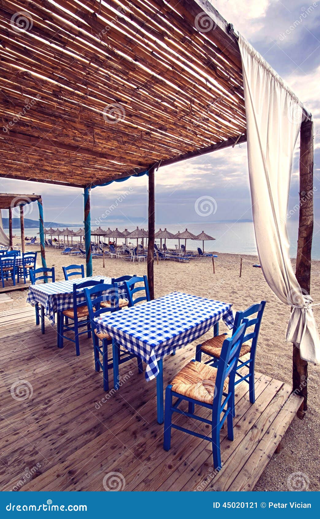 Greek tavern on beach stock image. Image of beach, mykonos - 45020121