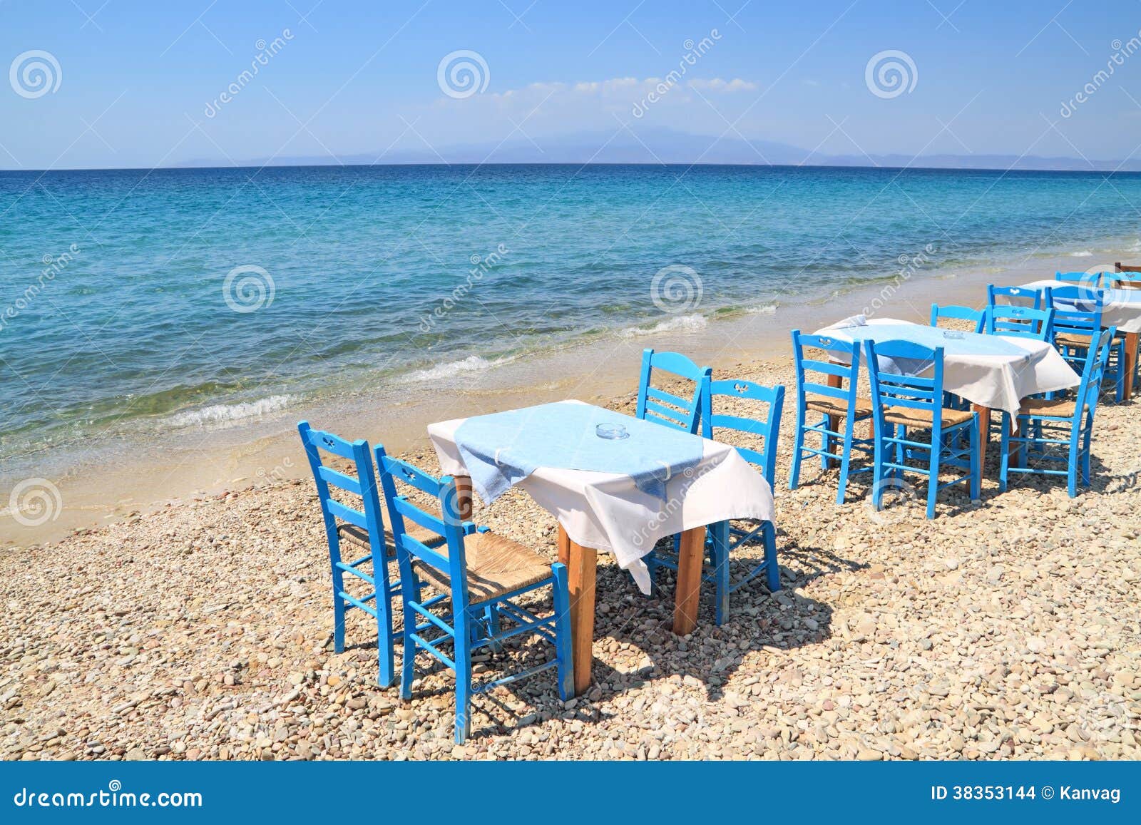 Greek Tavern Tables By The Sea Royalty-Free Stock Photo | CartoonDealer ...