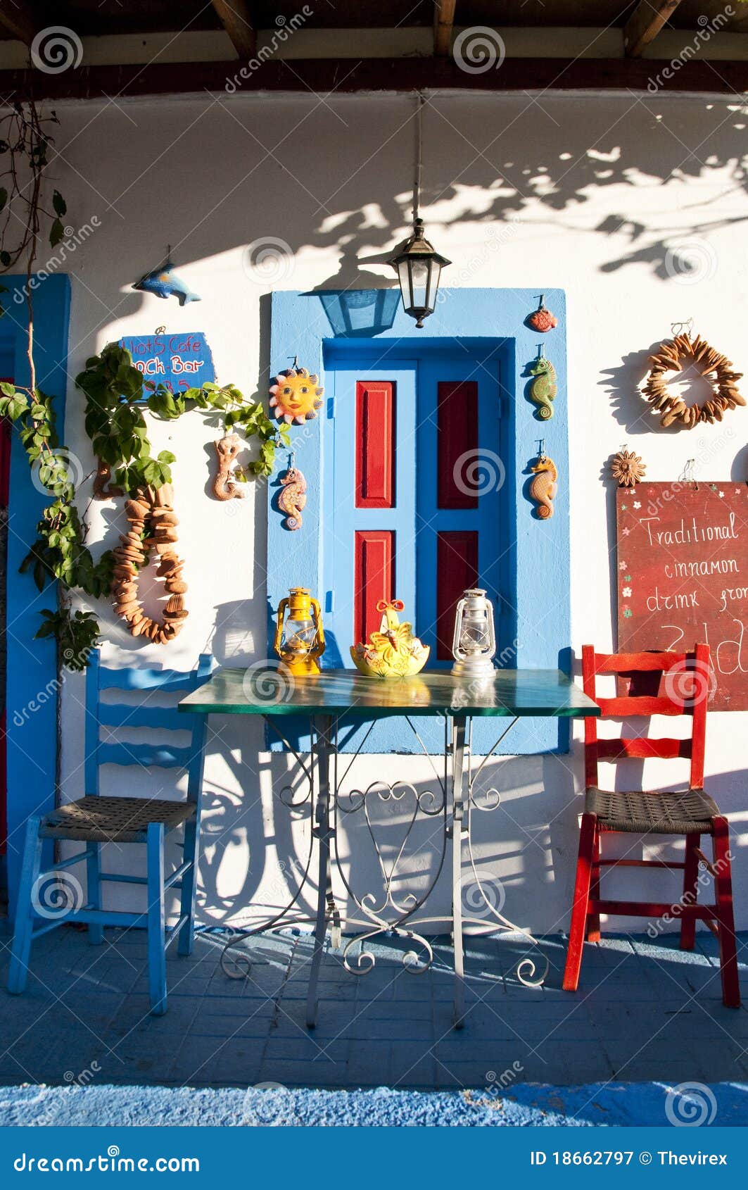 Greek taverna editorial photography. Image of green, colour - 18662797