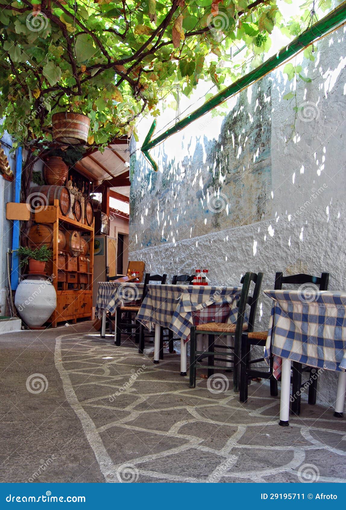 Greek taverna stock image. Image of europe, wood, island - 29195711