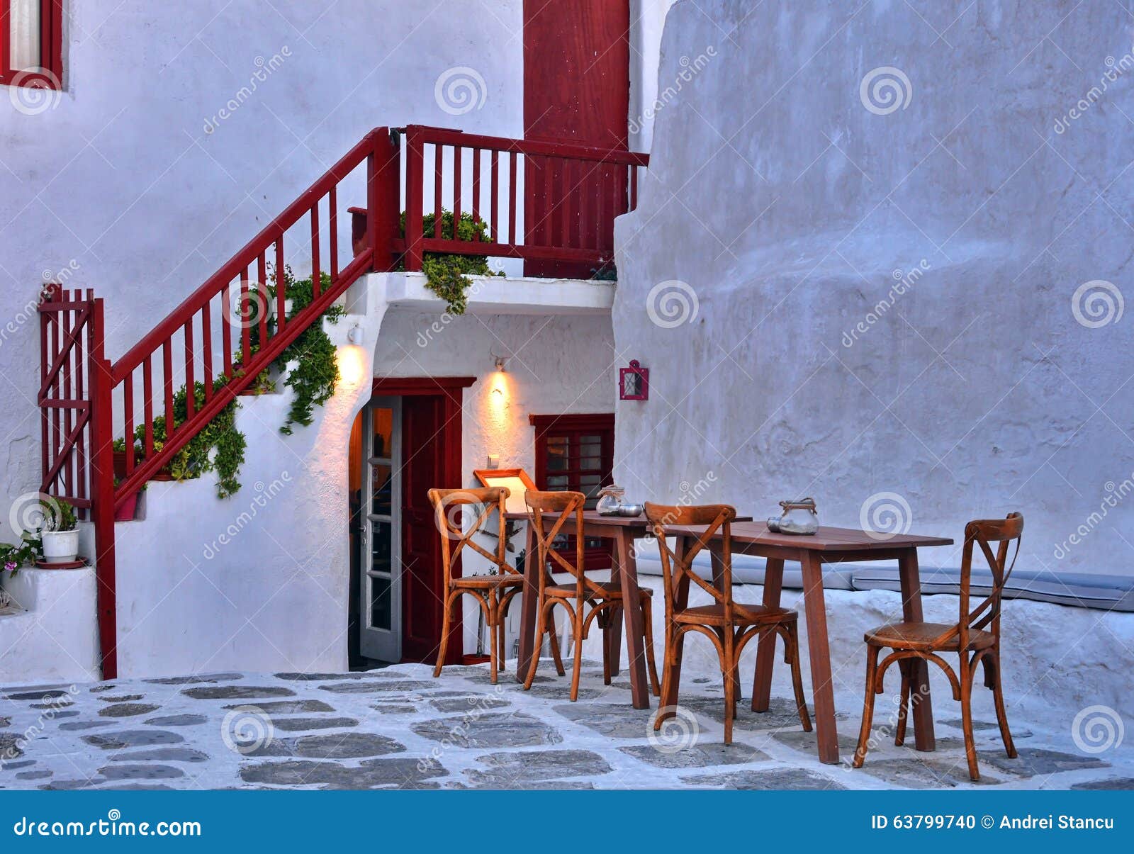 Greek taverna stock photo. Image of europe, greek, cyclades - 63799740
