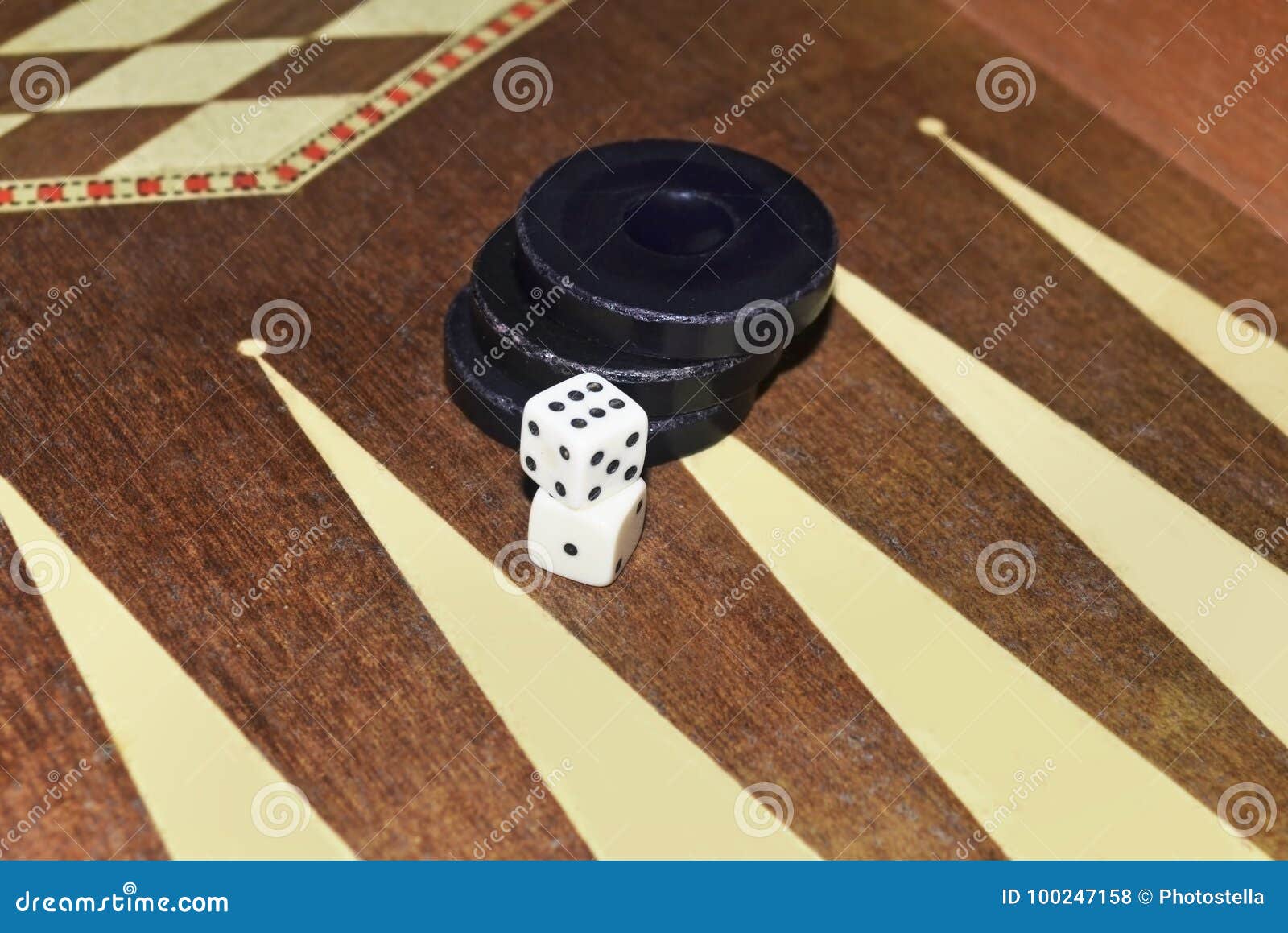 Greek Tavli or Backgammon - Board Game with Dice and Checkers Stock ...