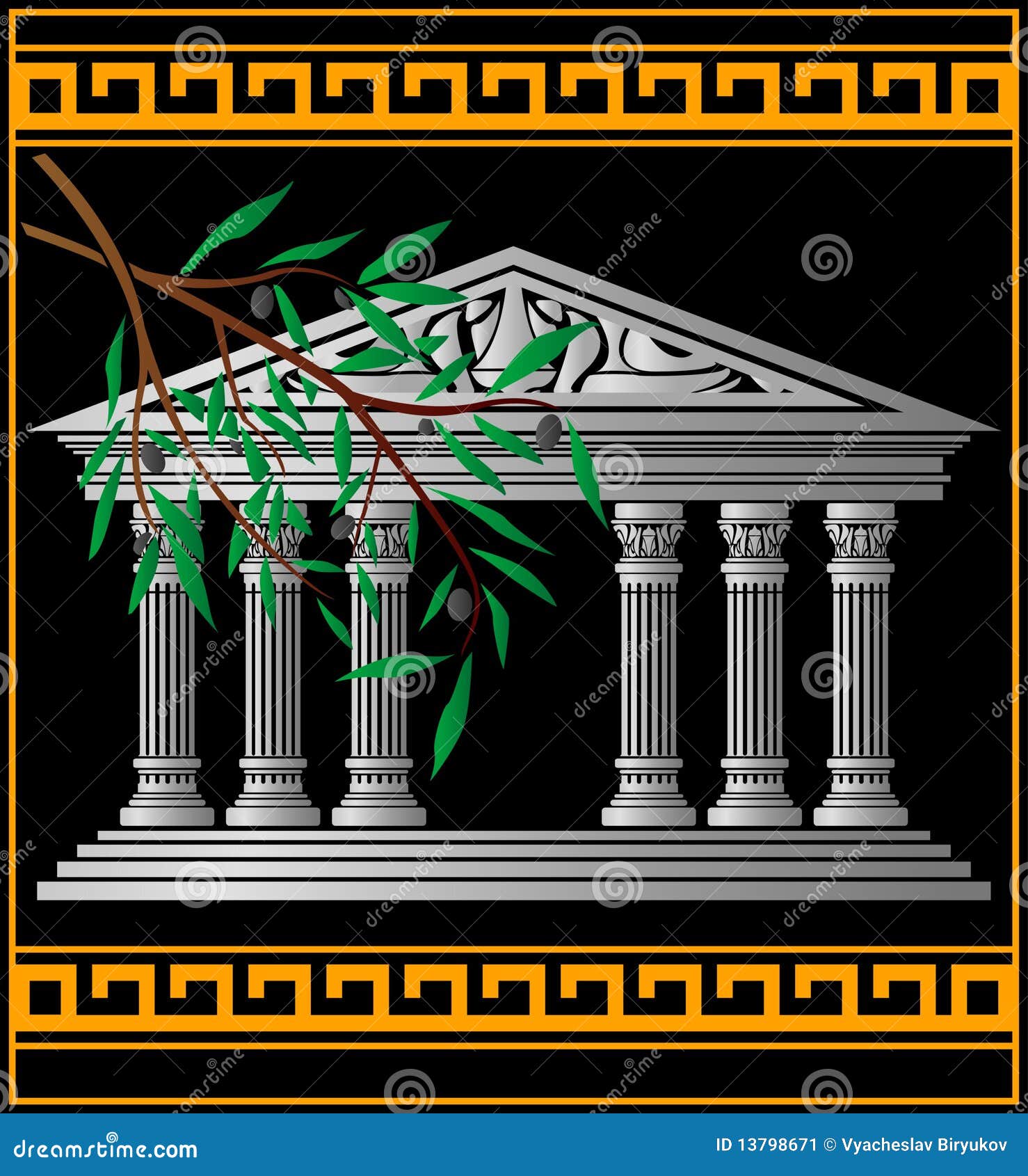 Greek Temple. Icon Of Roman Parthenon. Ancient Building With Columns ...