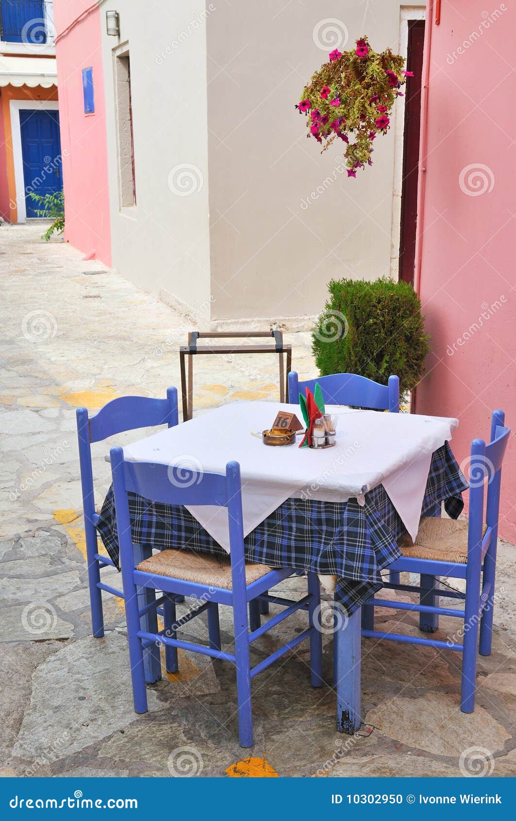 Greek terrace stock photo. Image of checkered, restaurant - 10302950