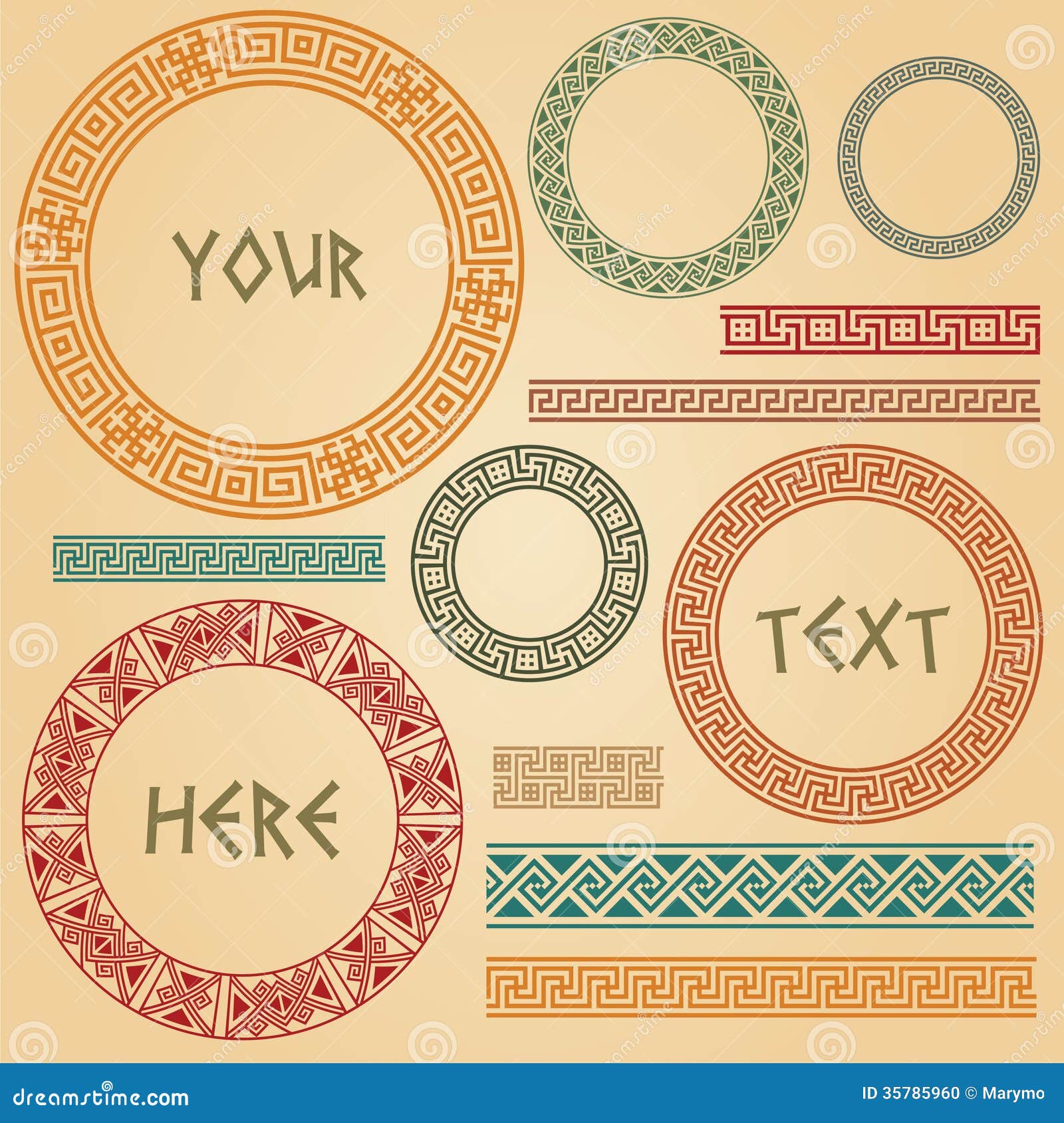 Greek Traditional Meander Border Set. Stock Vector - Illustration of ...