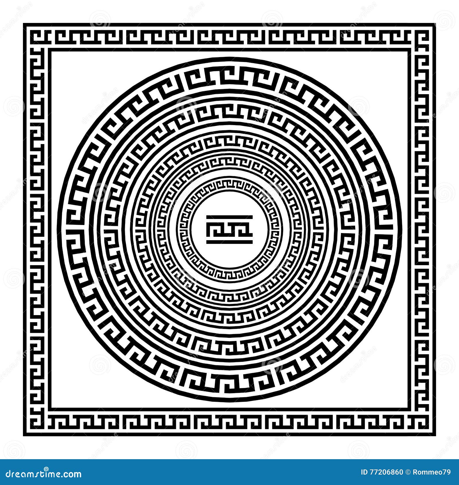 Greek Traditional Meander Border Set. Vector Antique Frame Pack ...