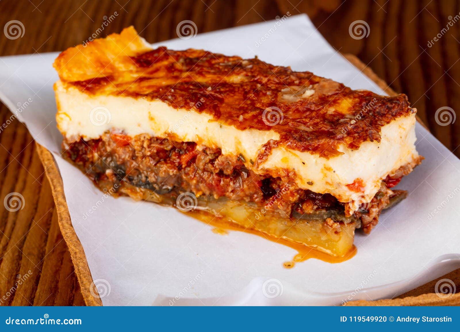 Greek traditional mousaka stock photo. Image of mediterranean - 119549920
