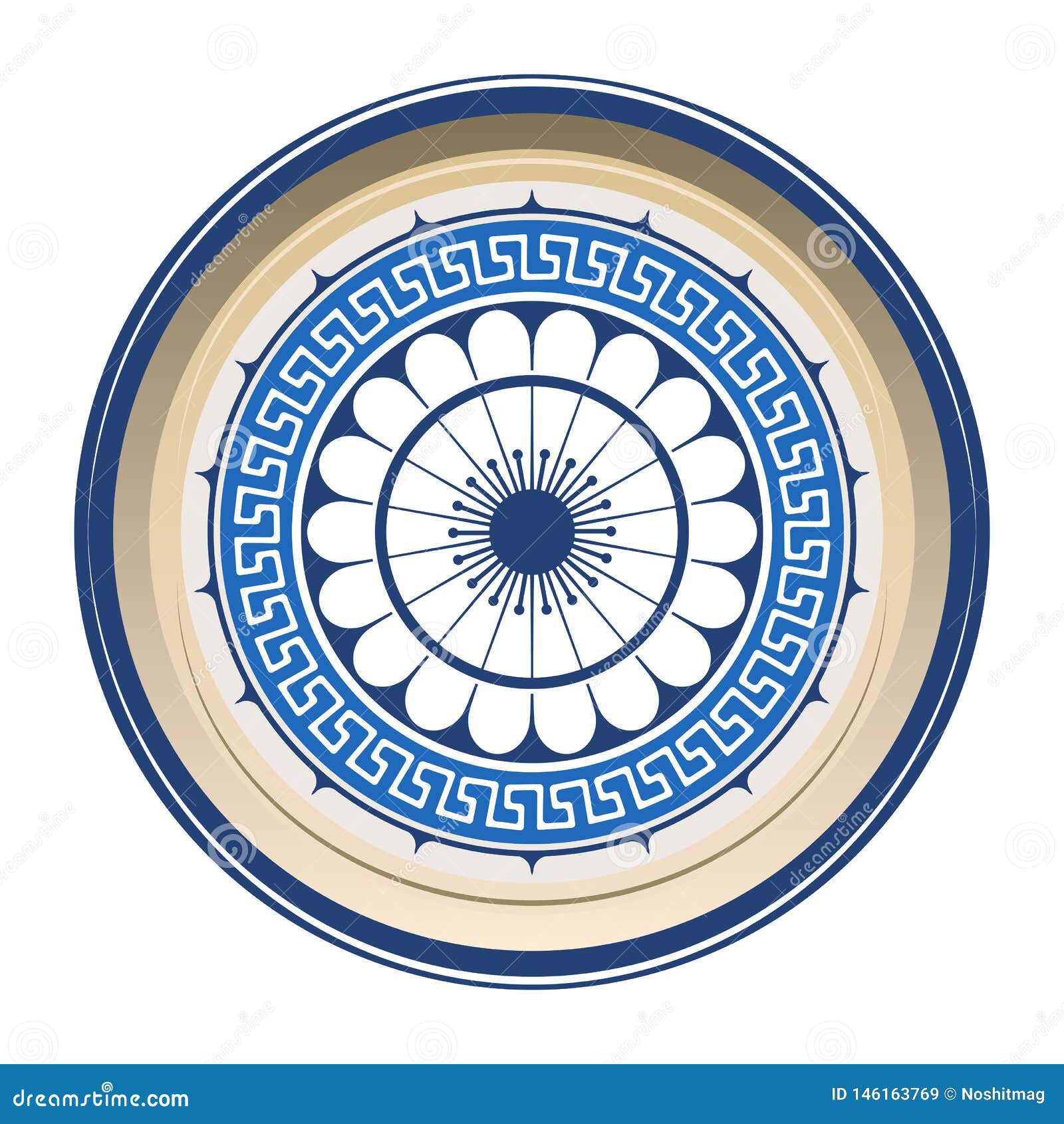 Greek Traditional Pattern Plate Stock Vector - Illustration of blue ...