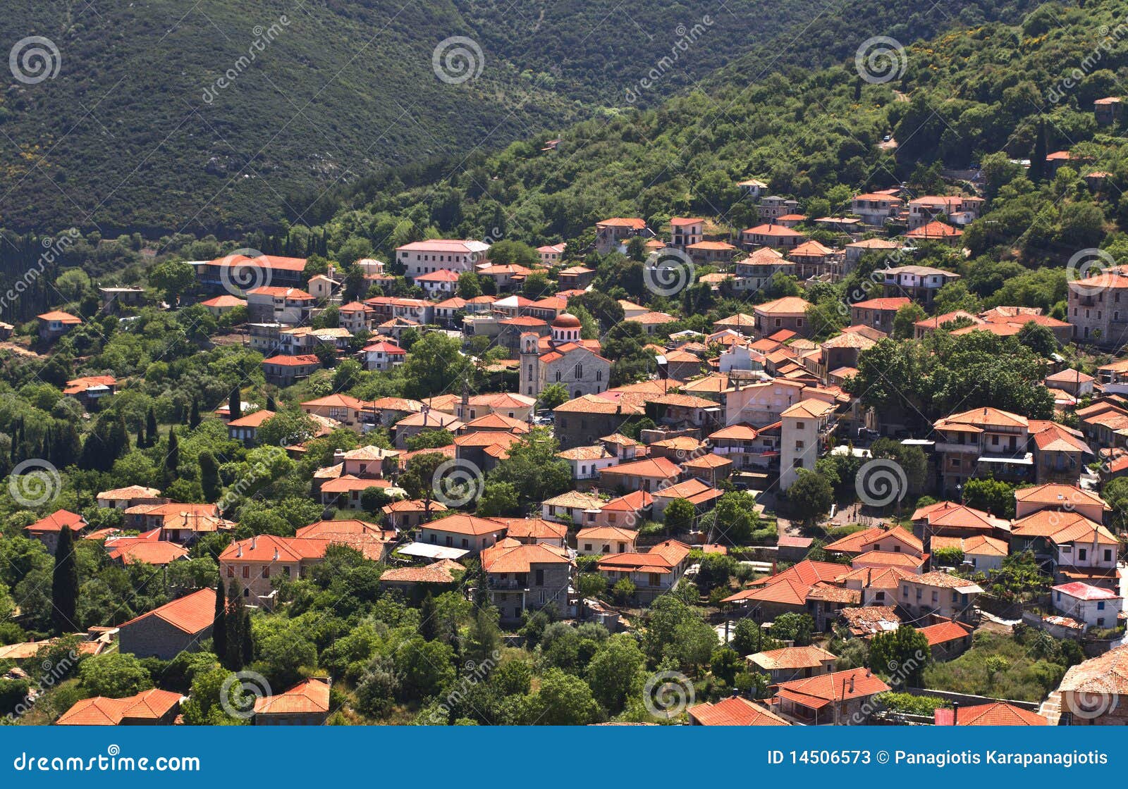 Greek Traditional Village at Arkadia, Stock Image - Image of historic ...