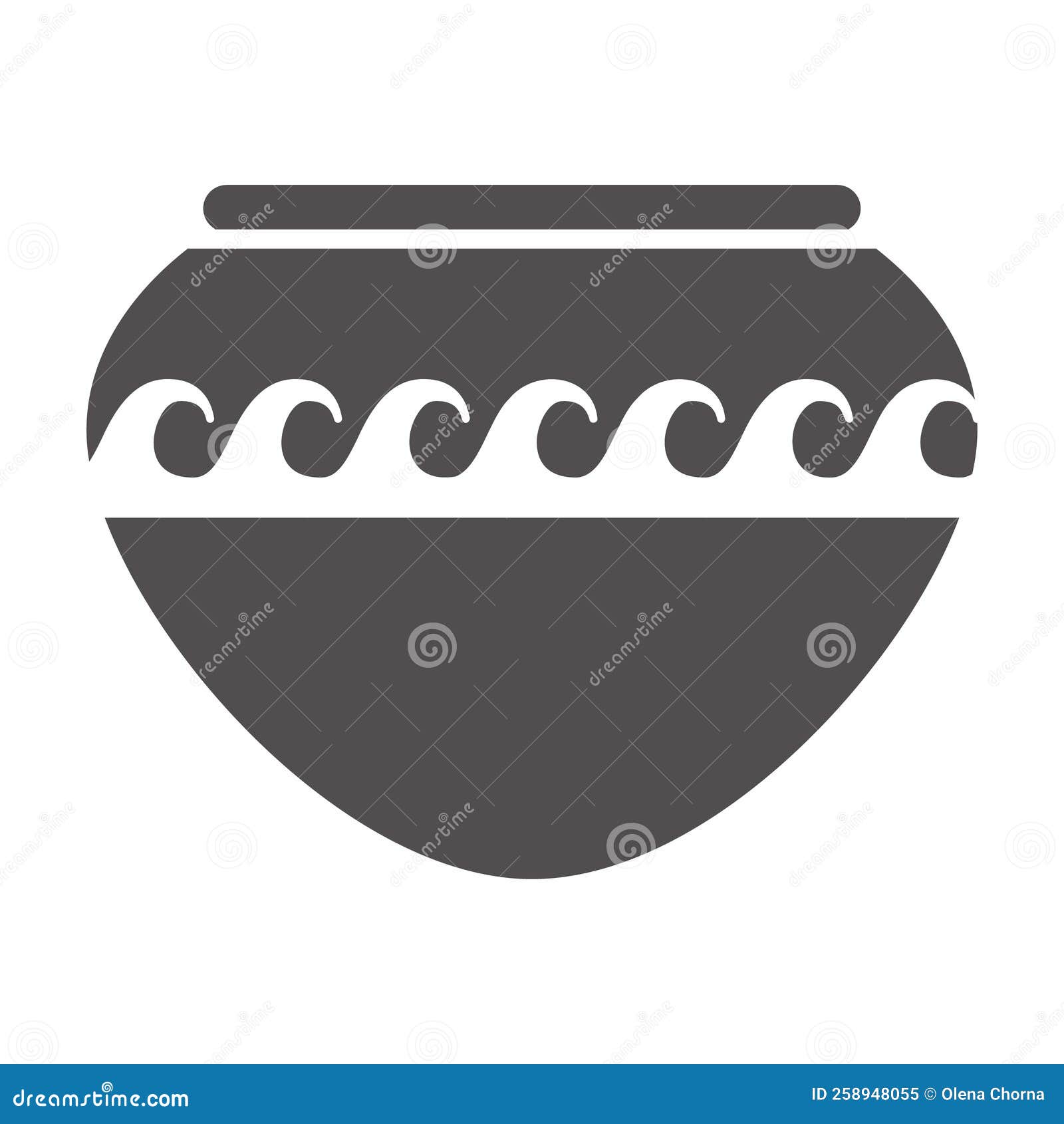 Greek Vase Silhouette. Ancient Pot with Meander Pattern. Glyph ...