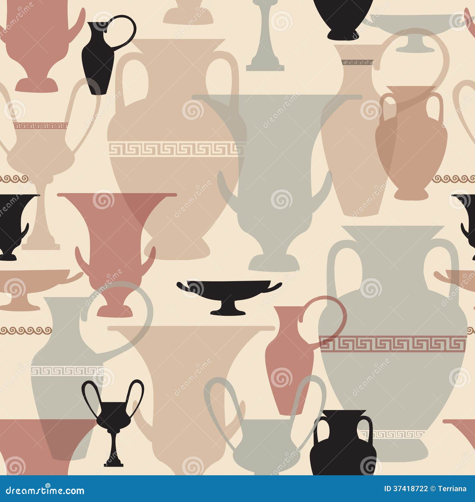 Greek Vases Pattern. Interiors Tiled Background. Ancient Athens ...
