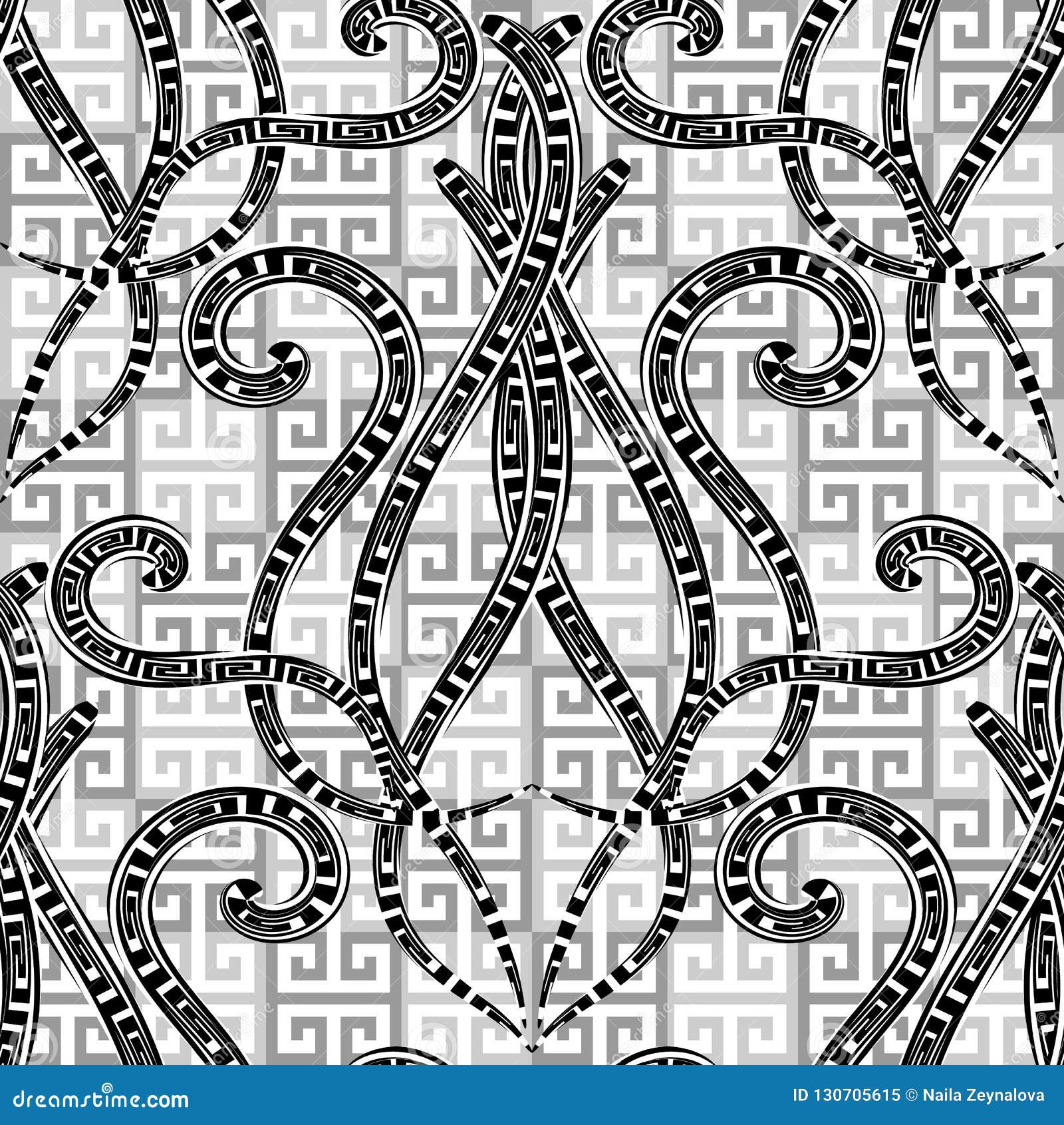 Greek Vector Black and White Geometric Seamless Pattern. Abstract ...