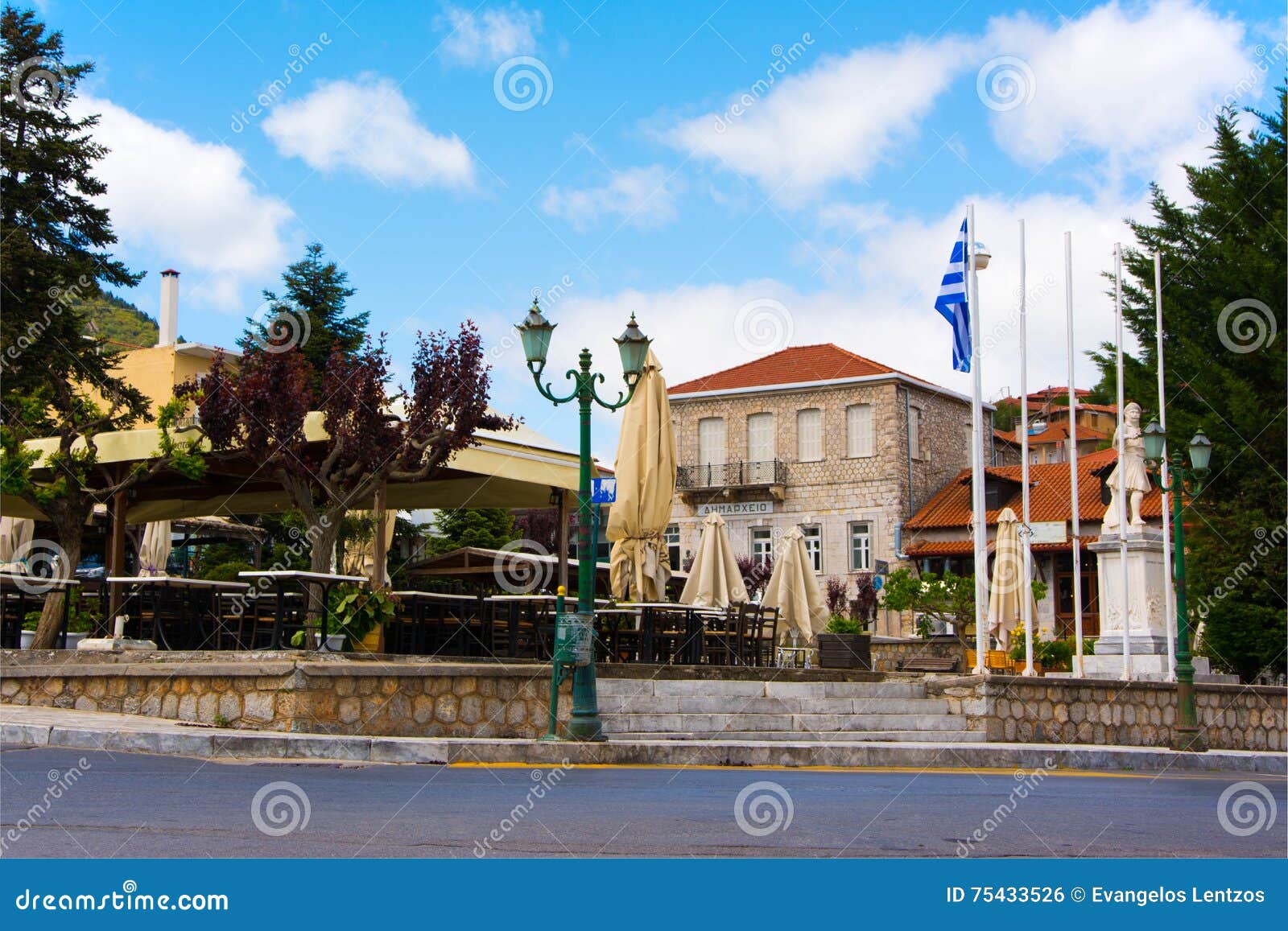 Greek Village square stock photo. Image of korintia, langadia - 75433526