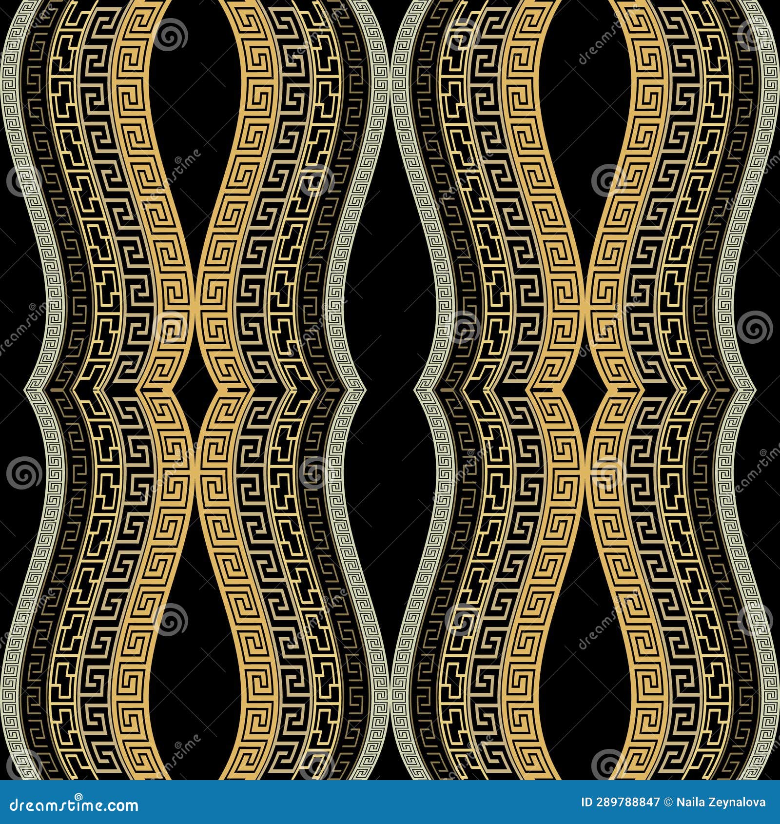 Greek Wavy Borders Vector Seamless Pattern. Repeat Tribal Ethnic ...