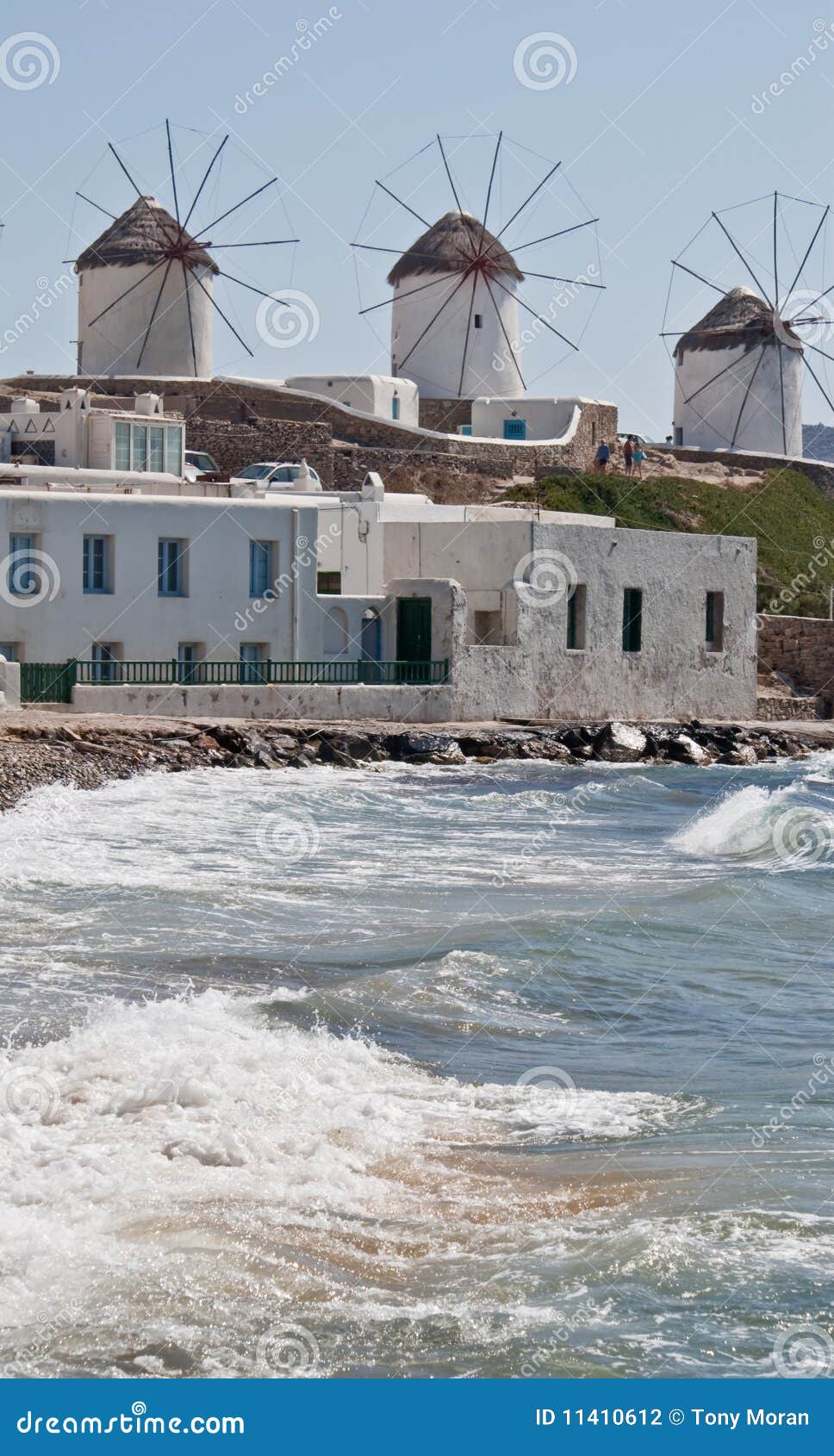 Greek Windmills at Mykanos stock photo. Image of whitewash - 11410612