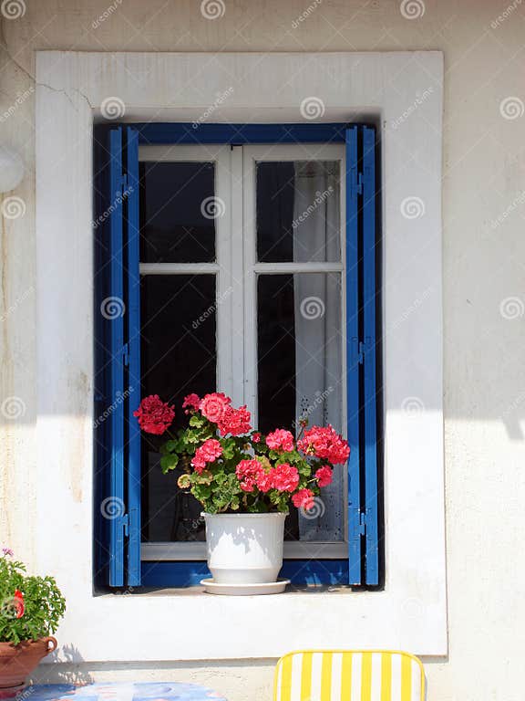 Greek window stock photo. Image of mediterranean, blue - 5704092