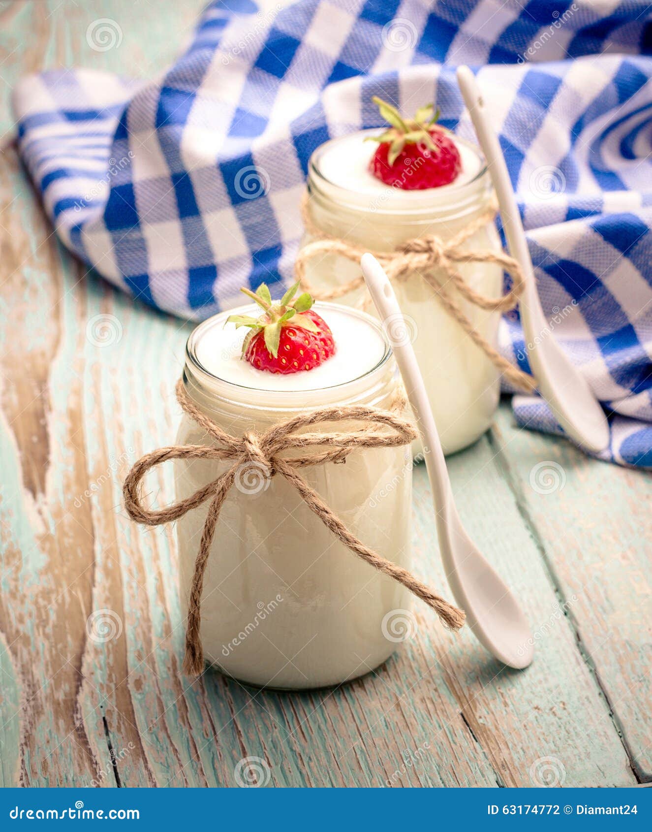 Greek Yogurt Glass, with Strawberries, Vertical Stock Photo - Image of ...