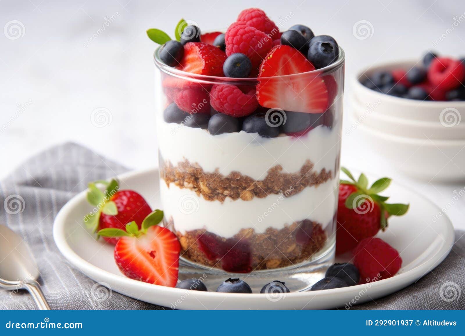 Greek Yogurt Parfait Layered with Quinoa and Berries Stock Image ...