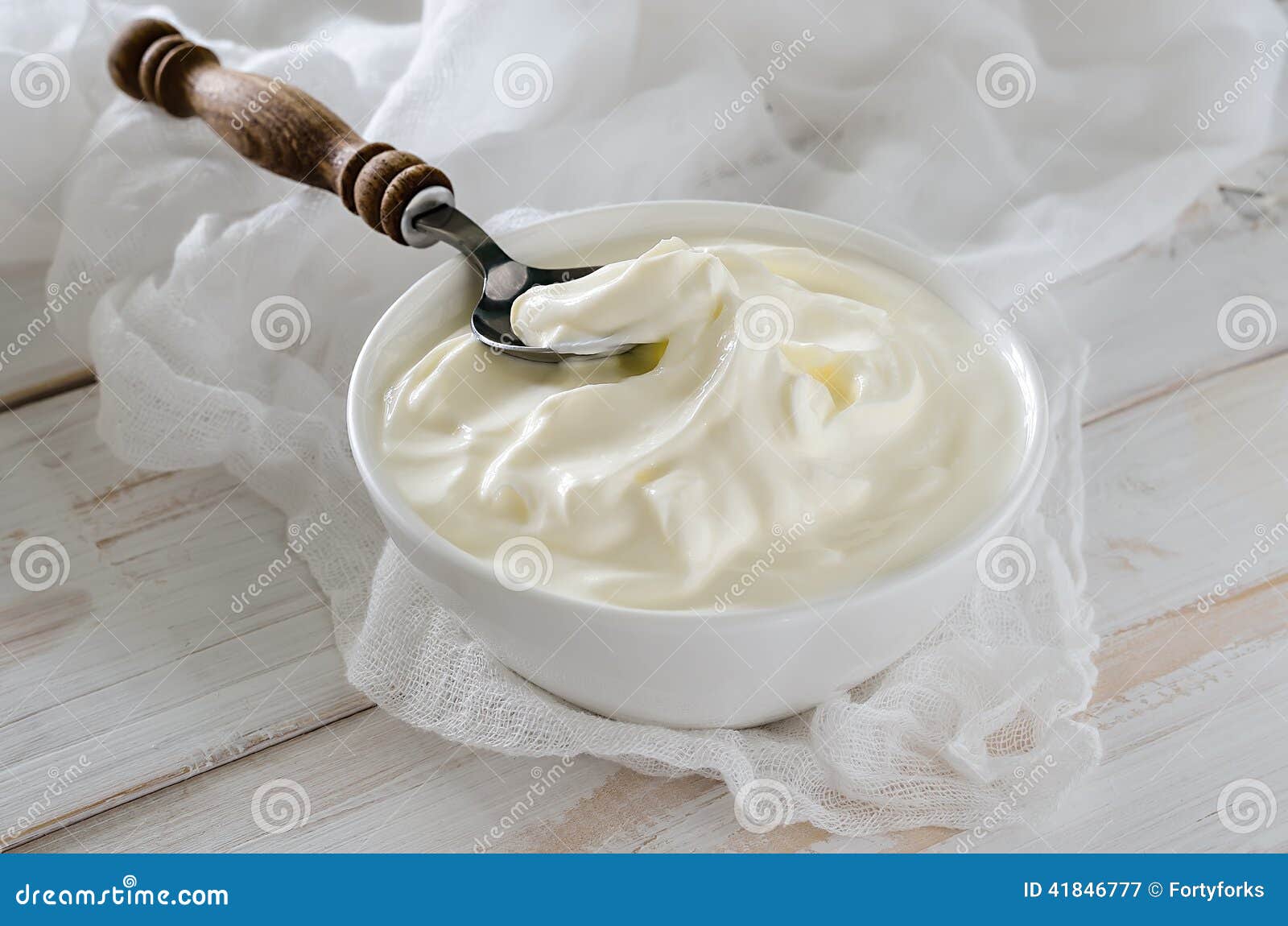Greek Yogurt, Sour Cream Texture. White Creamy Dairy Food Background ...