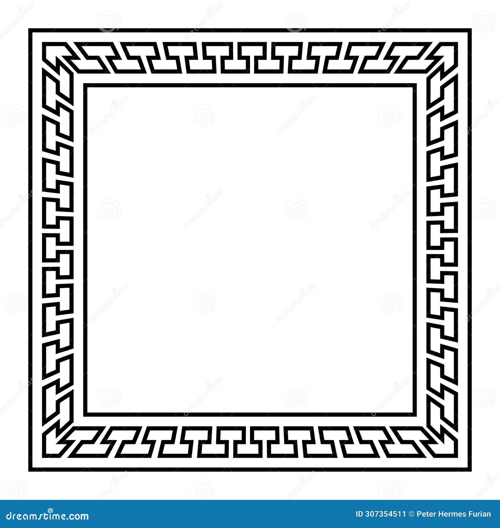 Stepped Fret Motif, Aztec Style Square Frame With Meander Pattern ...
