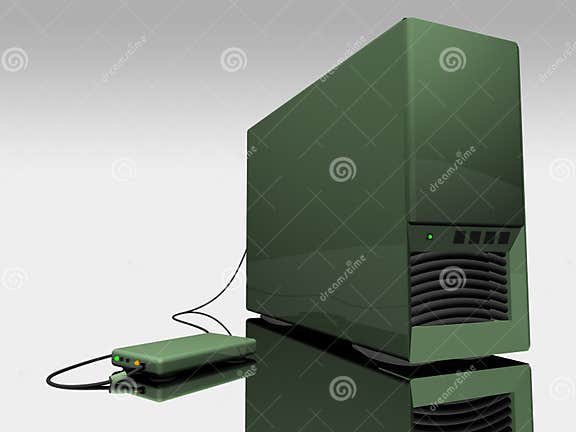 Green 3d computer tower stock illustration. Illustration of minipc - 216958