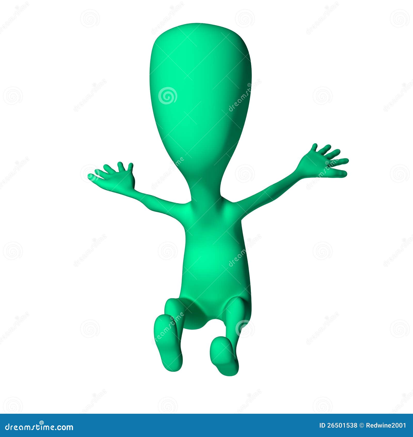 Green 3d Puppet Strange Shape Mimicking Landing Stock Photo ...