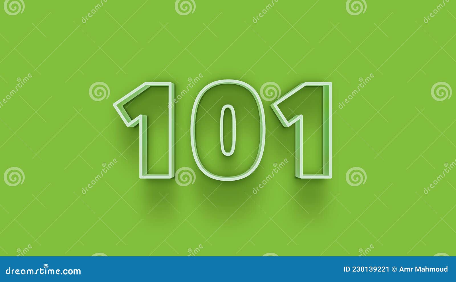 Green 3d Symbol of 101 Number Icon on Green Background Stock ...