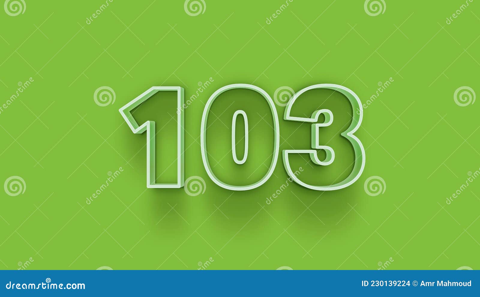 Green 3d Symbol Of 103 Number Icon On Green Background Stock ...