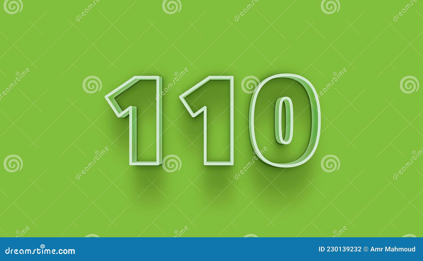 Green 3d Symbol of 110 Number Icon on Green Background Stock ...