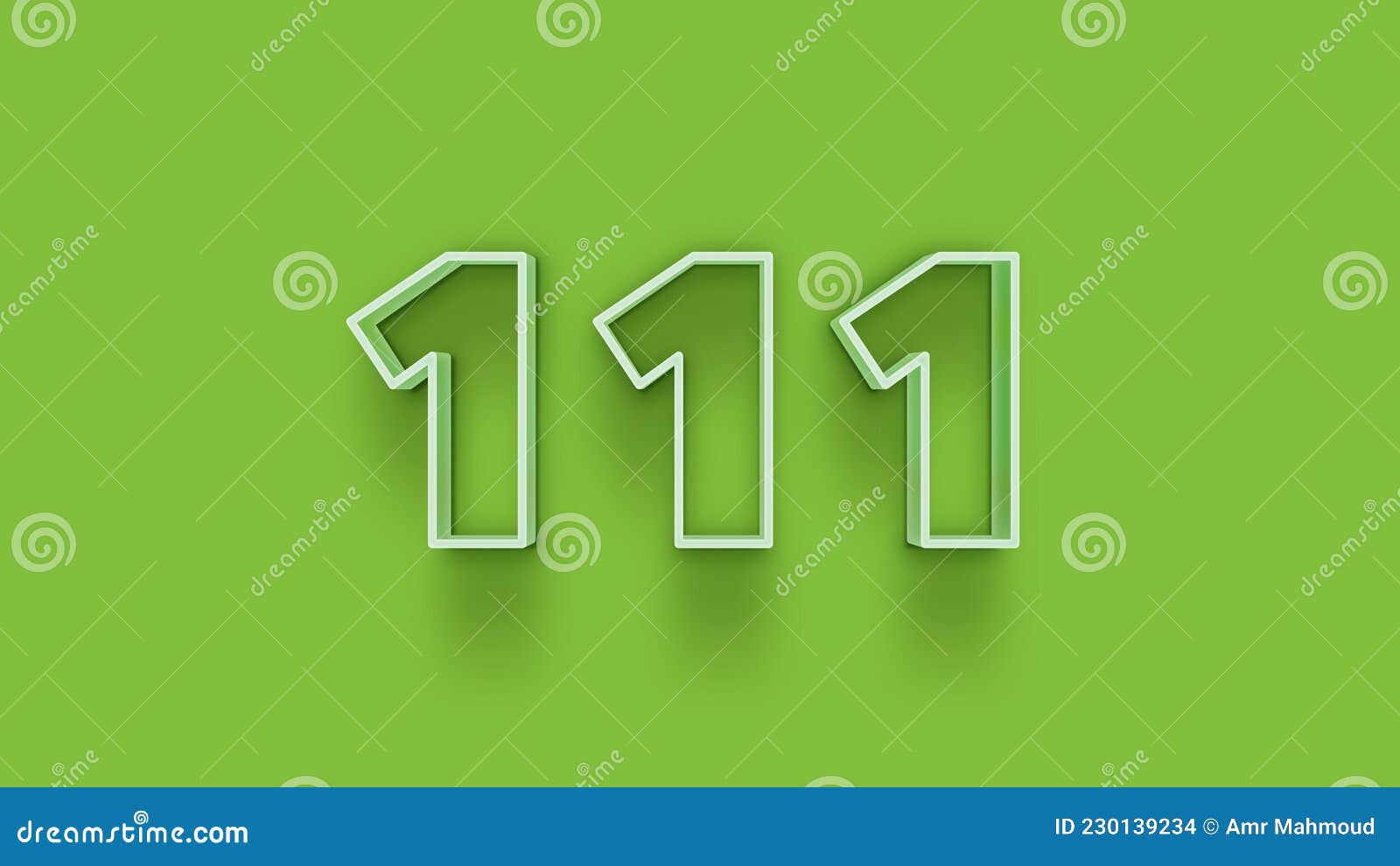 Green 3d Symbol of 111 Number Icon on Green Background Stock ...