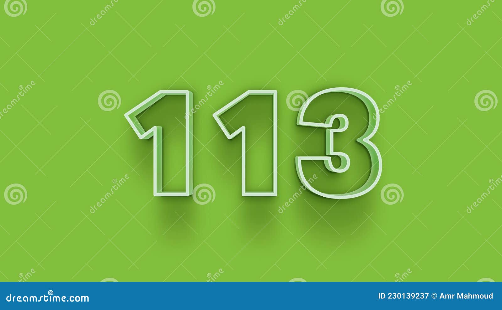 Green 3d Symbol Of 113 Number Icon On Green Background Stock Photo ...