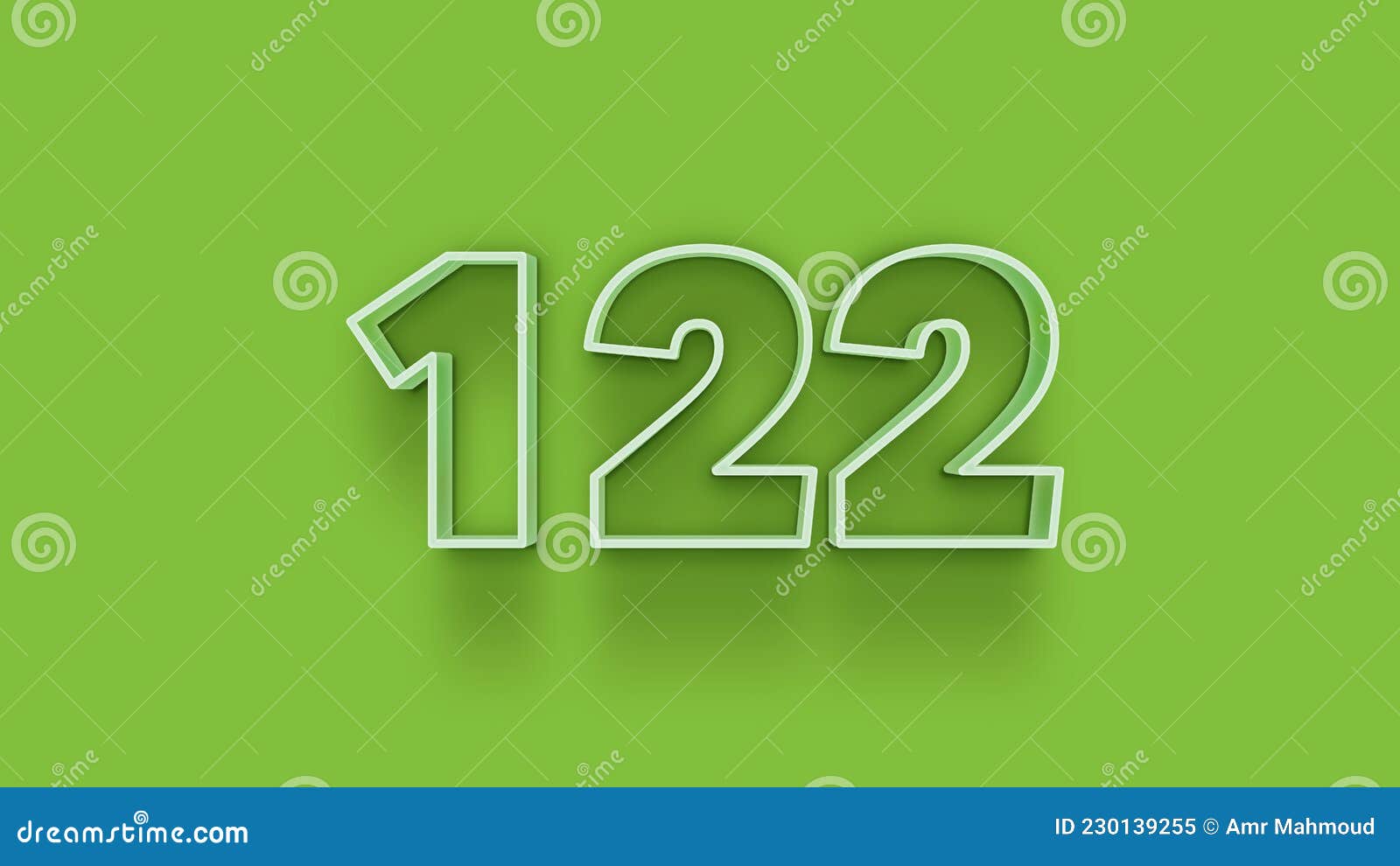 Green 3d Symbol of 122 Number Icon on Green Background Stock ...