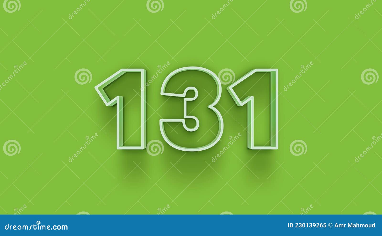 Green 3d Symbol of 131 Number Icon on Green Background Stock ...
