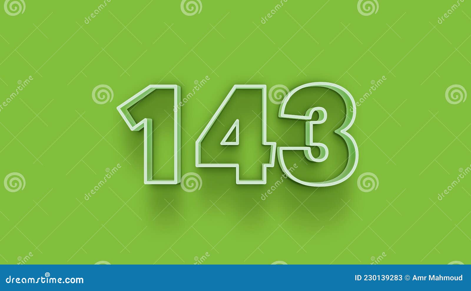 Green 3d Symbol of 143 Number Icon on Green Background Stock ...