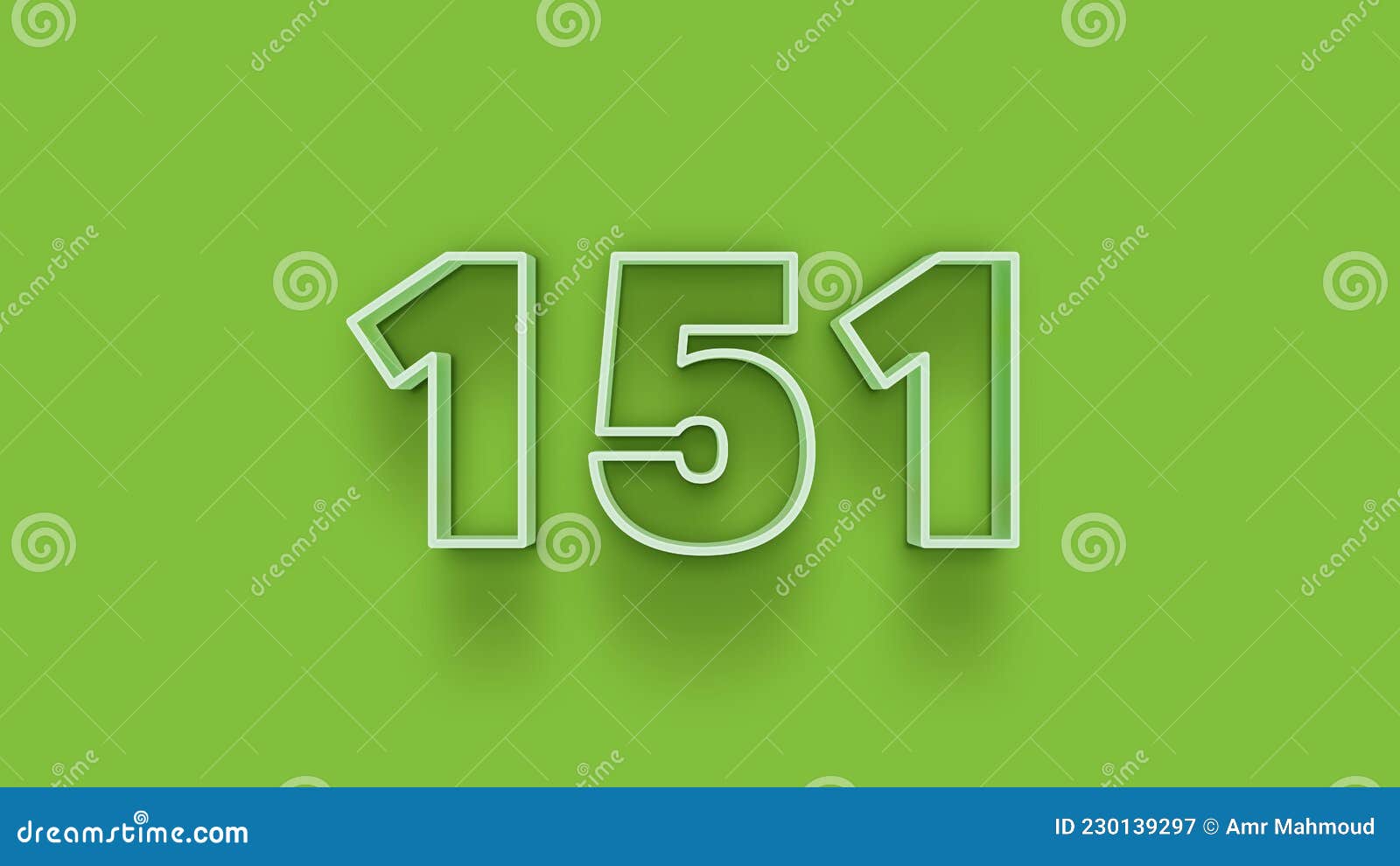 Green 3d Symbol of 151 Number Icon on Green Background Stock ...