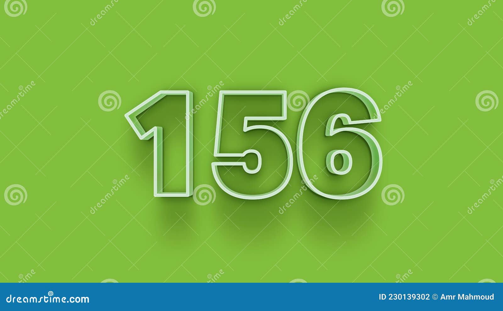 Green 3d Symbol of 156 Number Icon on Green Background Stock ...