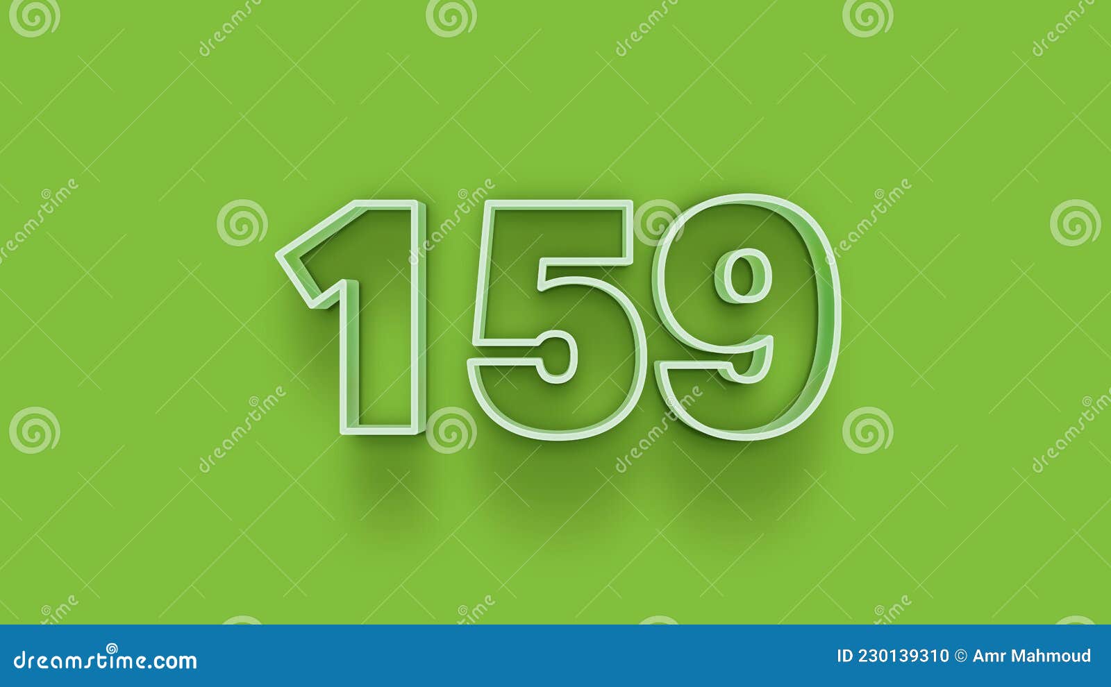 Green 3d Symbol of 159 Number Icon on Green Background Stock ...