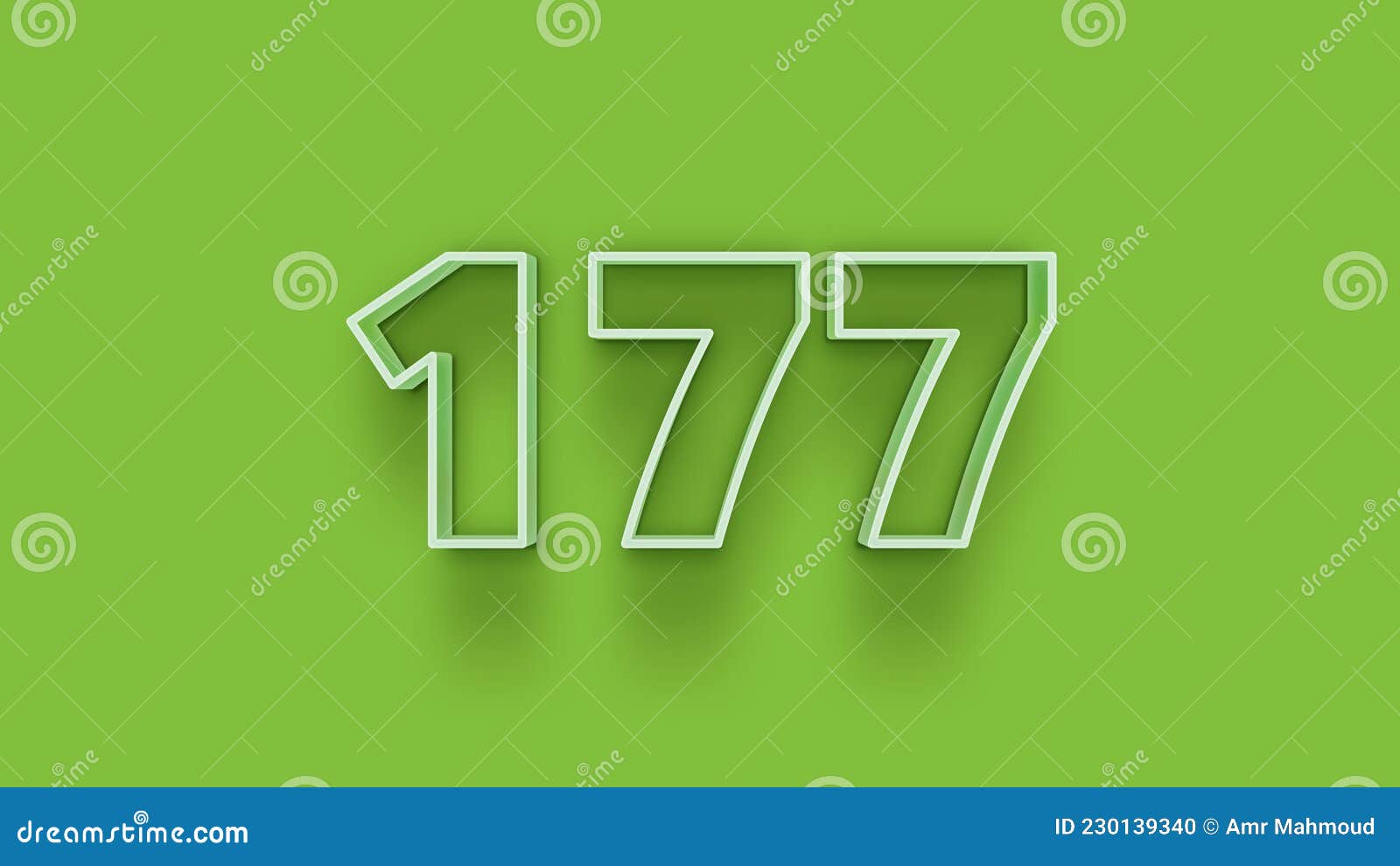 Green 3d Symbol of 177 Number Icon on Green Background Stock ...