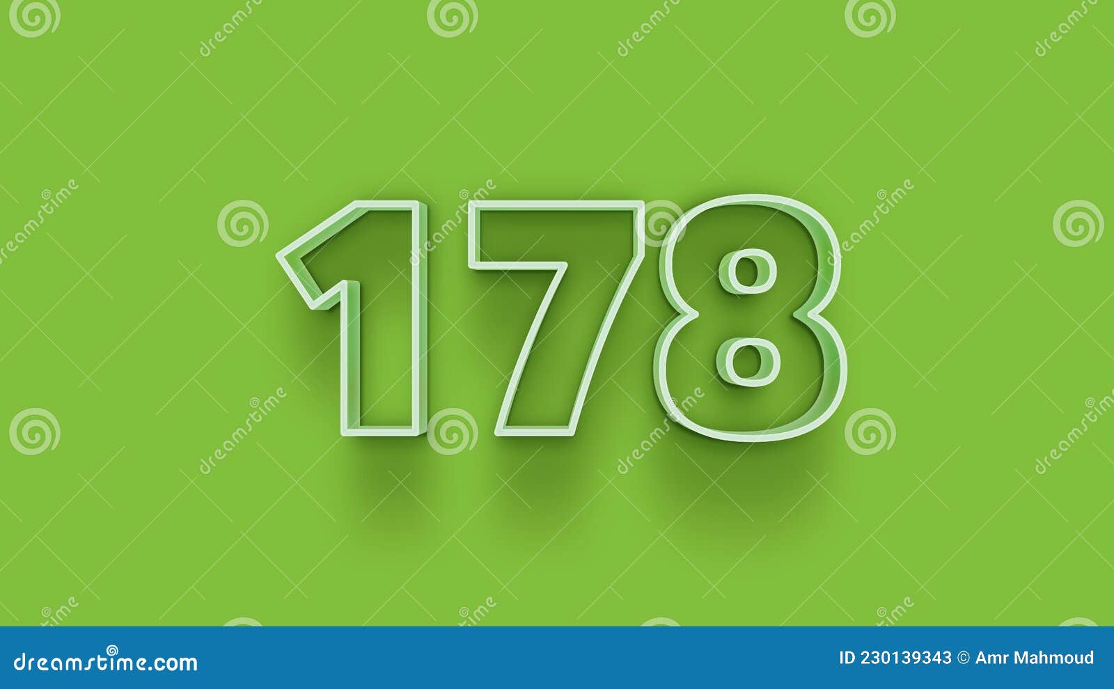 Green 3d Symbol of 178 Number Icon on Green Background Stock ...