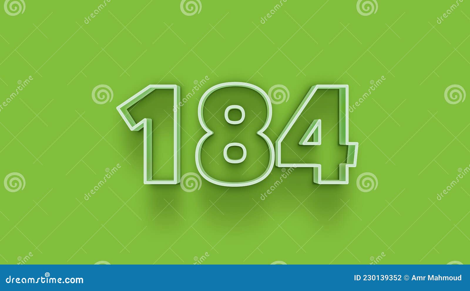 Green 3d Symbol of 184 Number Icon on Green Background Stock ...